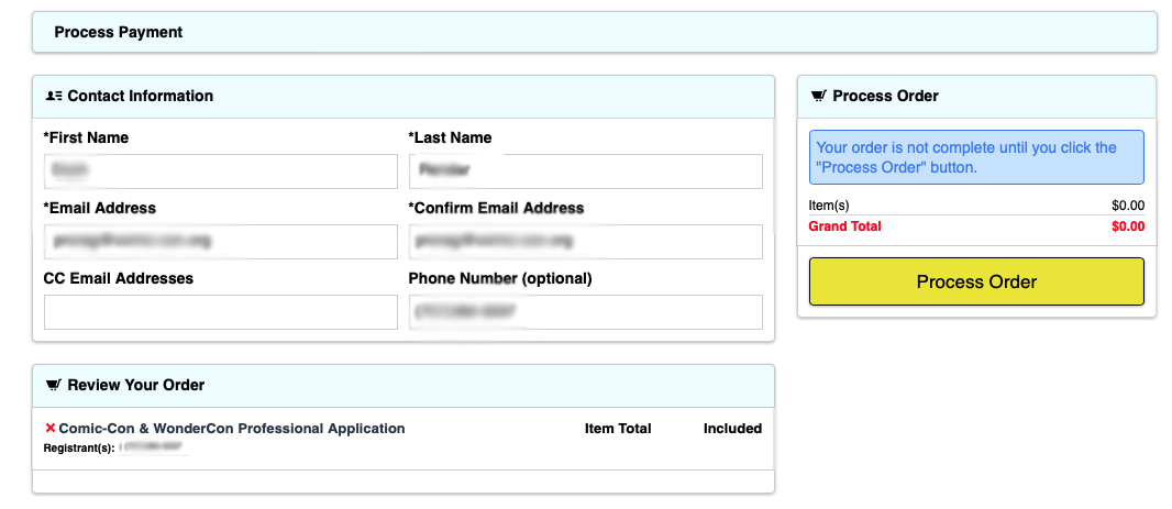 Professional Application - Comic-Con