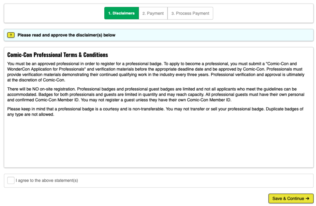 Professional Application - Comic-Con