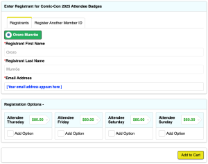 Open Registration - Comic-Con
