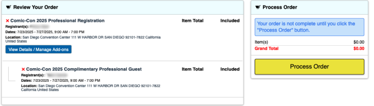 Professional Registration - Comic-Con